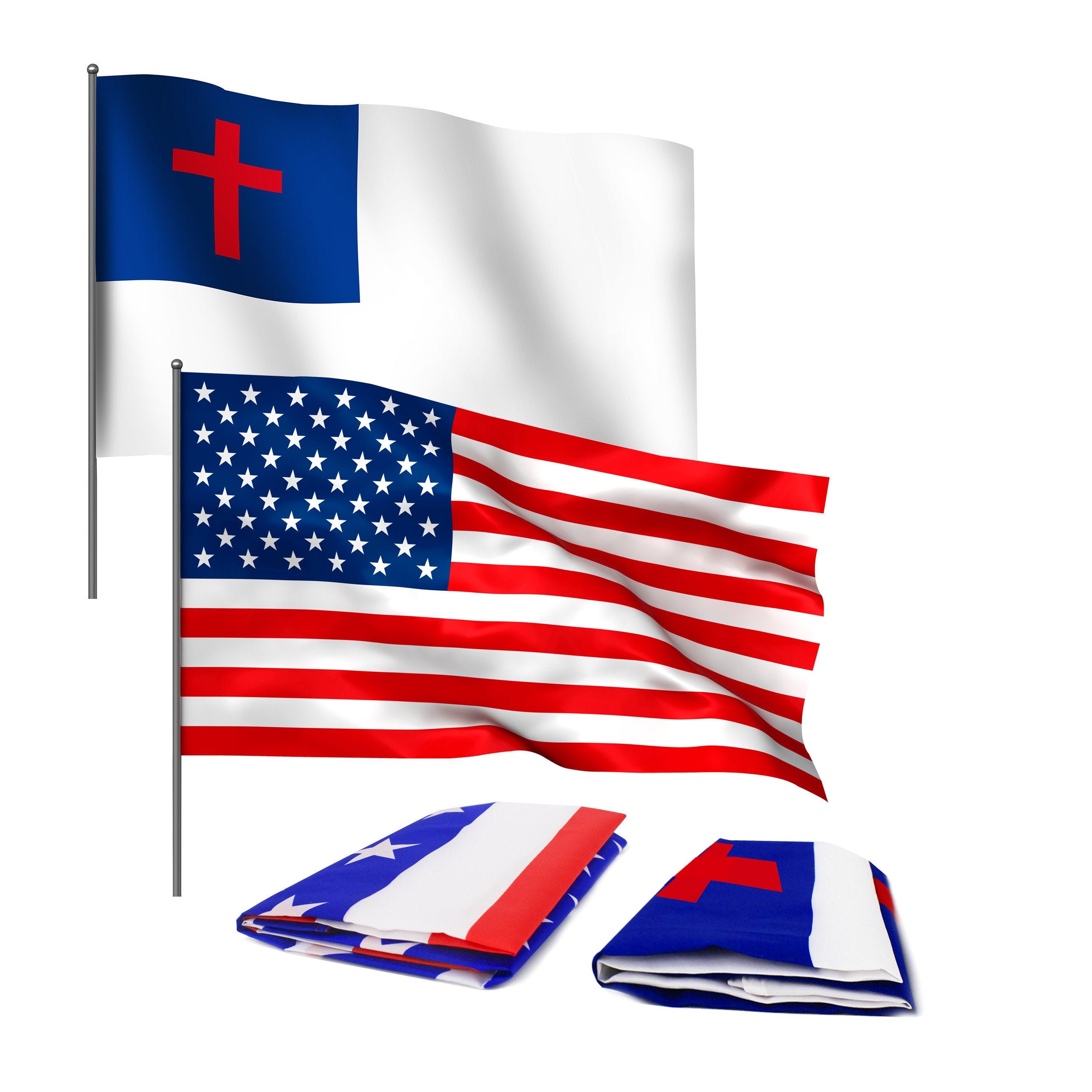 Christian Flag And American Flag