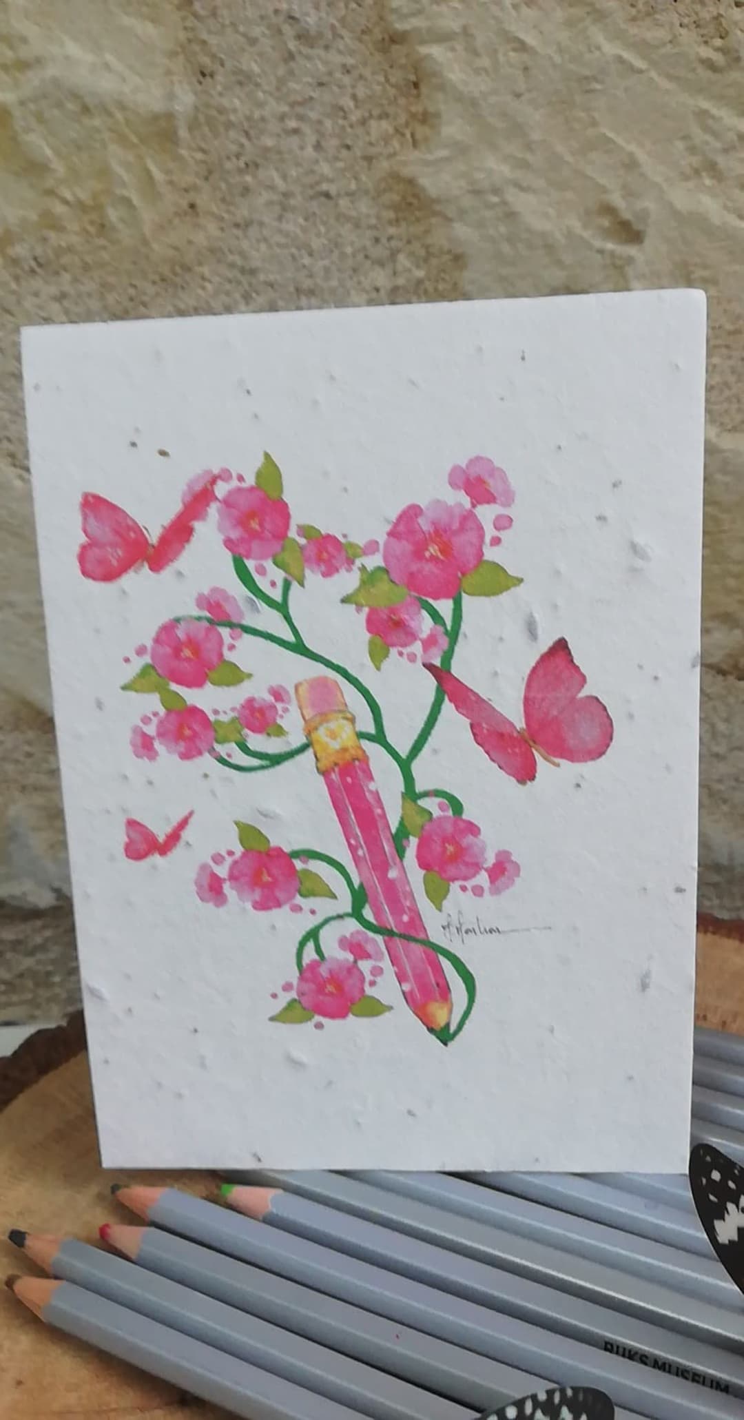 Card to Plant pencil and Flowers in Watercolor, Spring Gifts ...