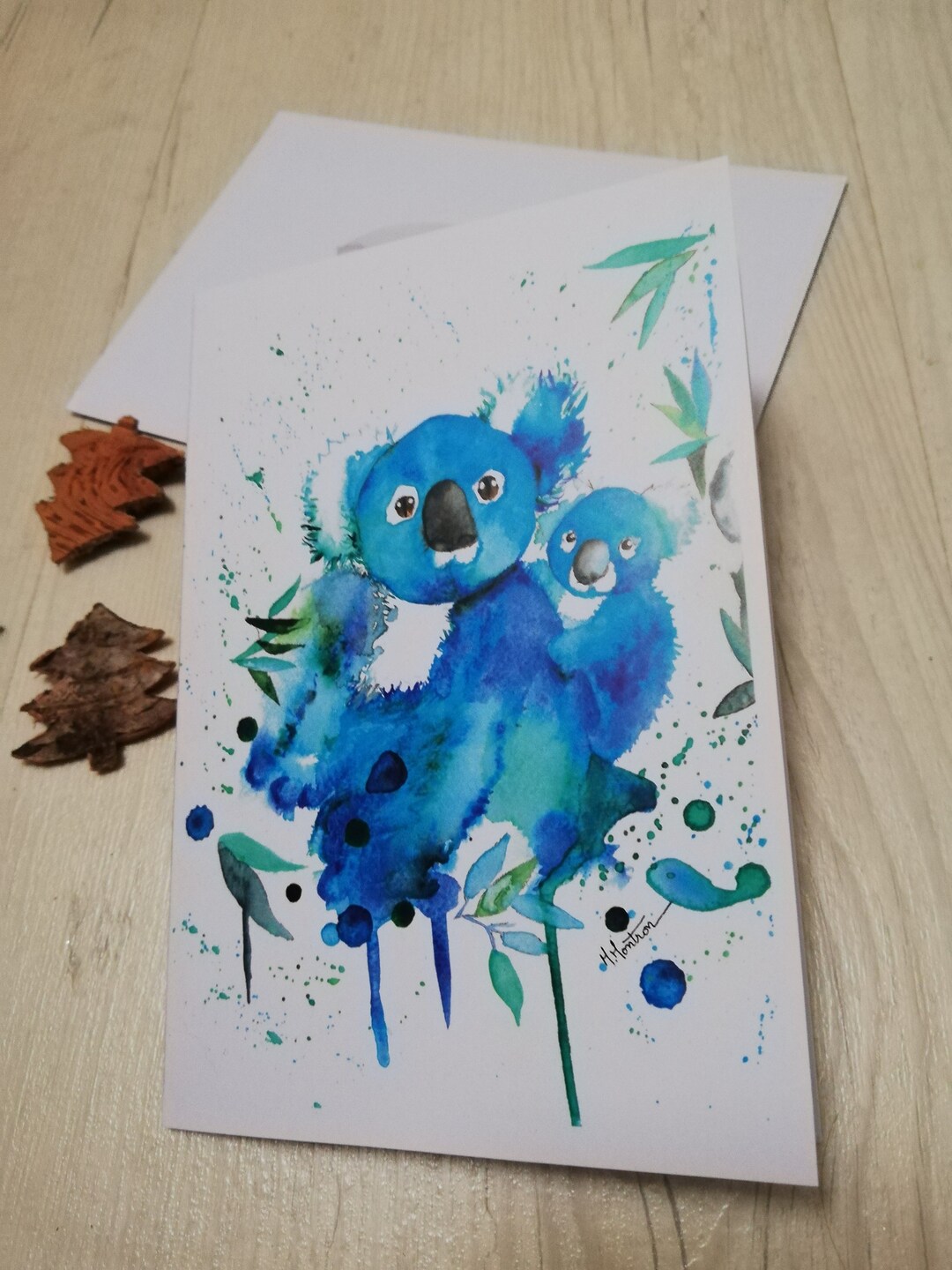 Watercolor "koalas Planet" Card, Birthday Card, Card to Frame, Child's ...