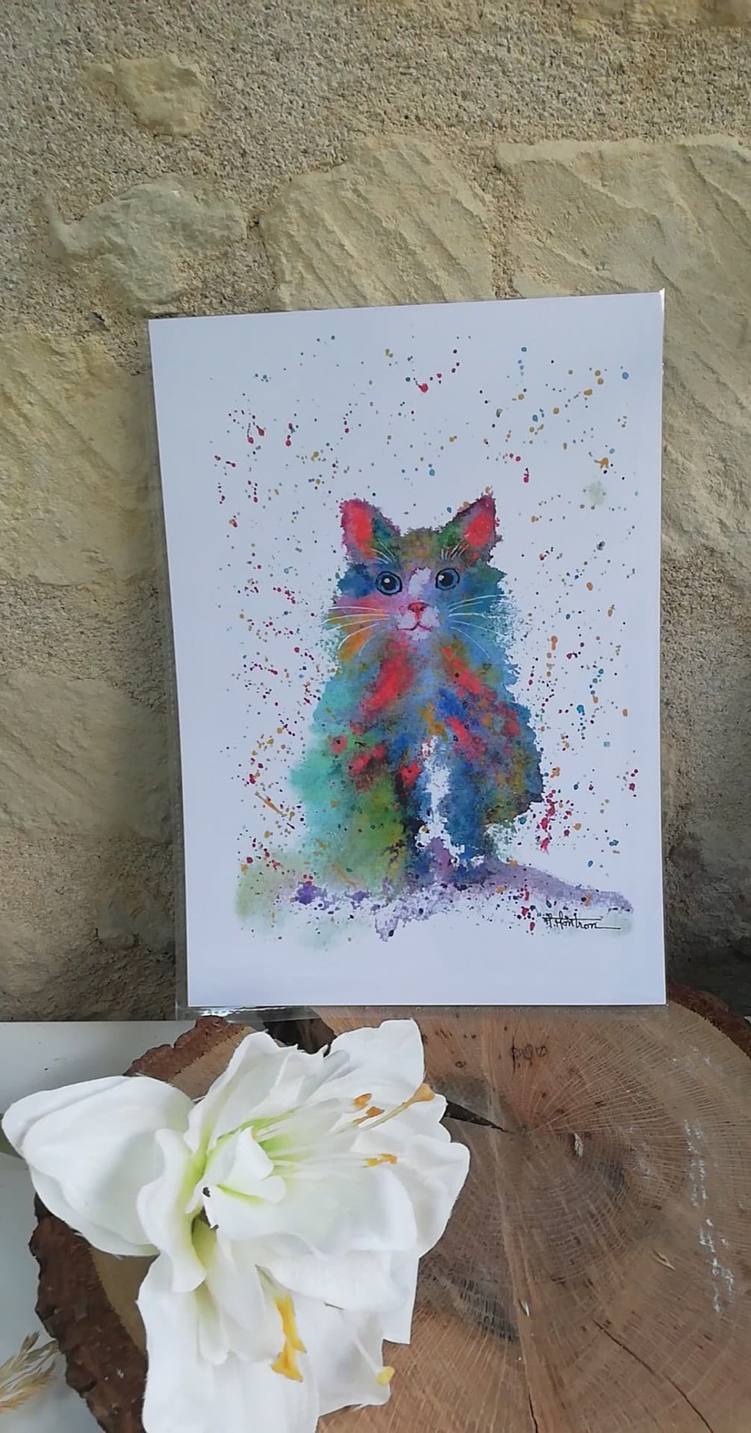 Watercolor, A4 Poster "cloud Cat" Colorful, With Projections, to Frame ...