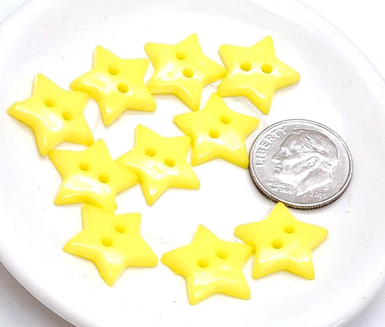 Yellow Star Acrylic Buttons, 2 Hole, Plastic Sewing Embellishments ...