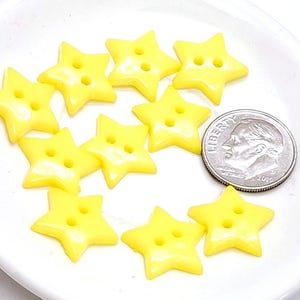 Yellow Star Acrylic Buttons, 2 Hole, Plastic Sewing Embellishments ...