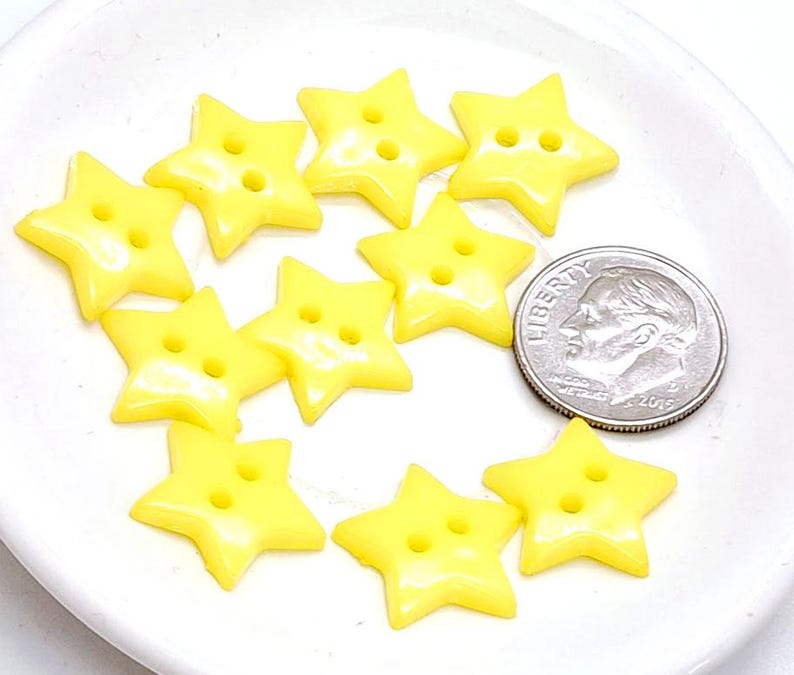 Yellow Star Acrylic Buttons, 2 Hole, Plastic Sewing Embellishments ...