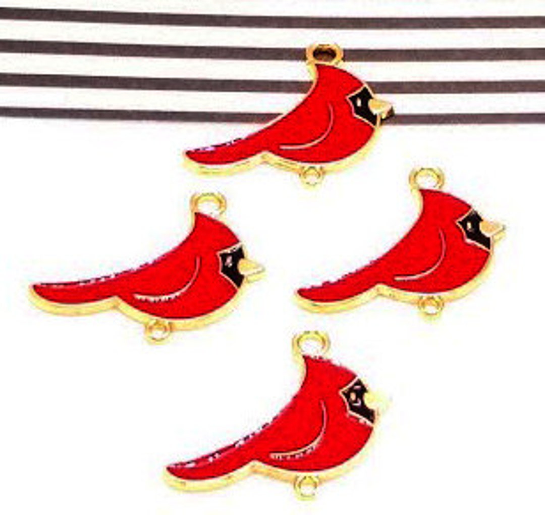Enamel Cardinal Connector Links, Red and Gold, Cardinal Charms, (23mm ...