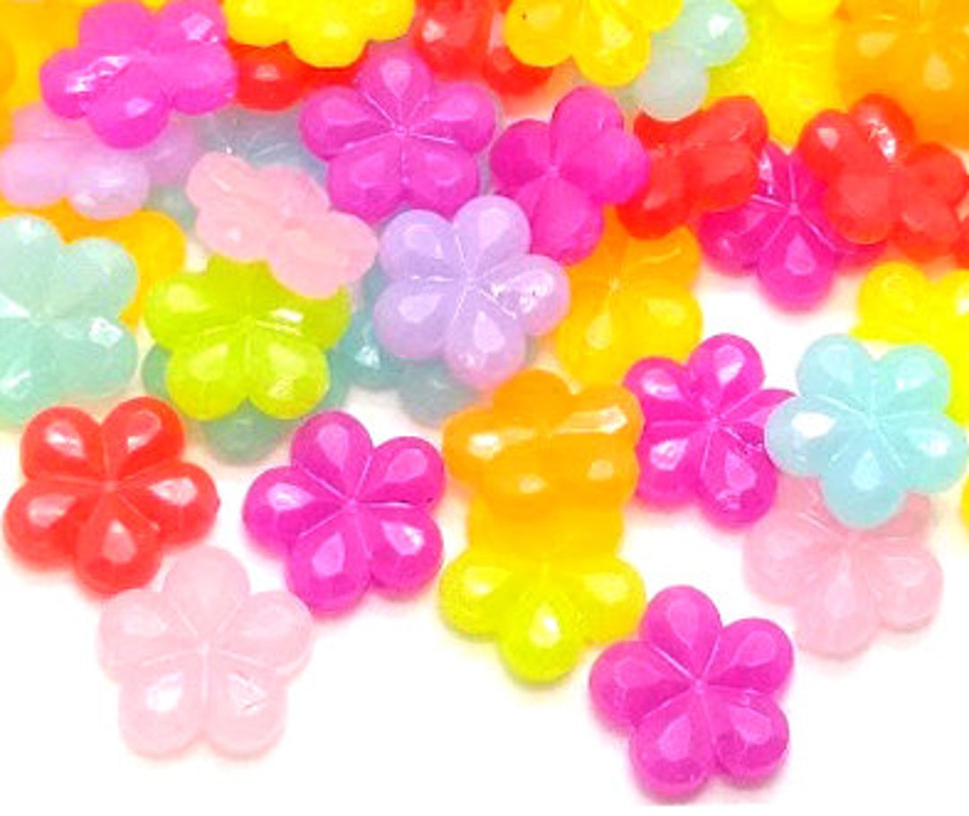 100 Acrylic Flower Beads Assorted Colors in Bulk Plastic - Etsy
