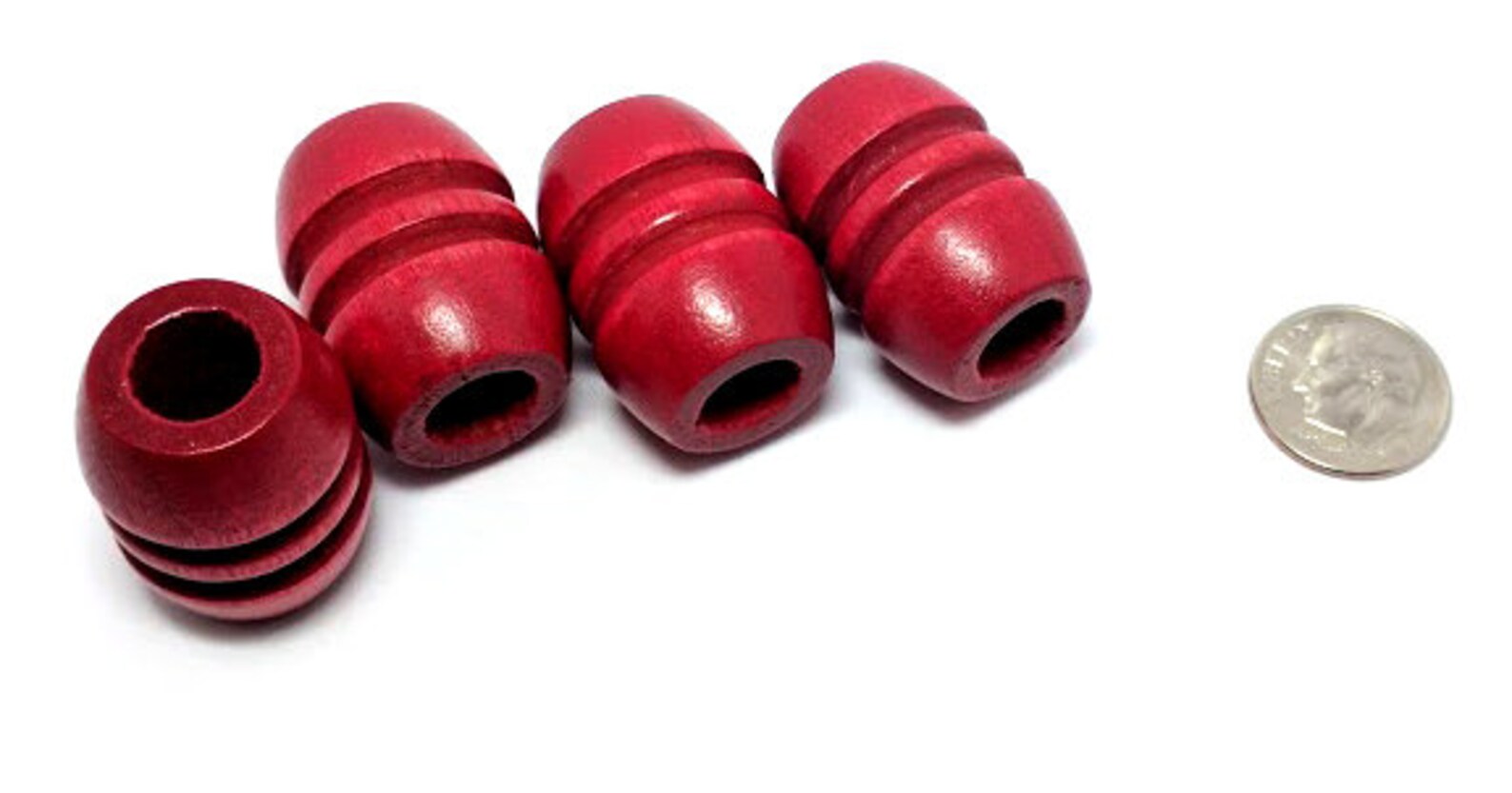 4 or 10 Red Large Hole Wood Beads Red Wooden Bead Wood | Etsy