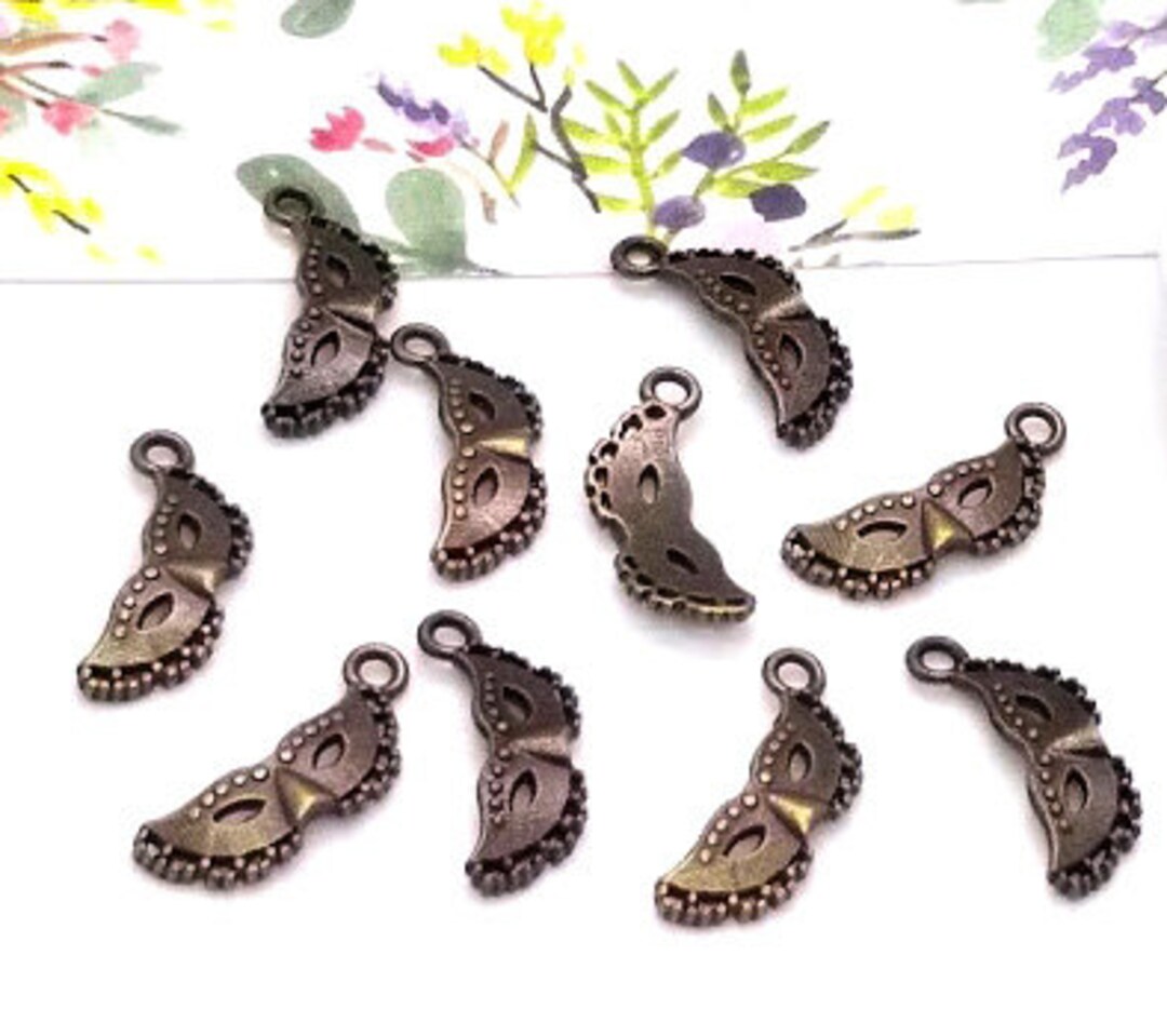 10, 50 or 100 Mask Charms - Antique Bronze - Mardi Gras Charms ...