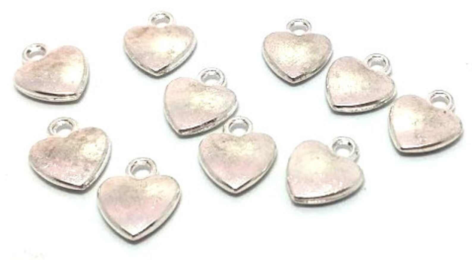 10 or 50 Silver Heart Charms Small Heart Charms Metal | Etsy
