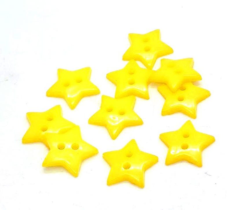 Yellow Star Acrylic Buttons, 2 Hole, Plastic Sewing Embellishments ...