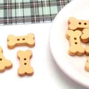 10 Wood Dog Bone Buttons - Wood Buttons - Wooden Dog Bone - Sew on ...
