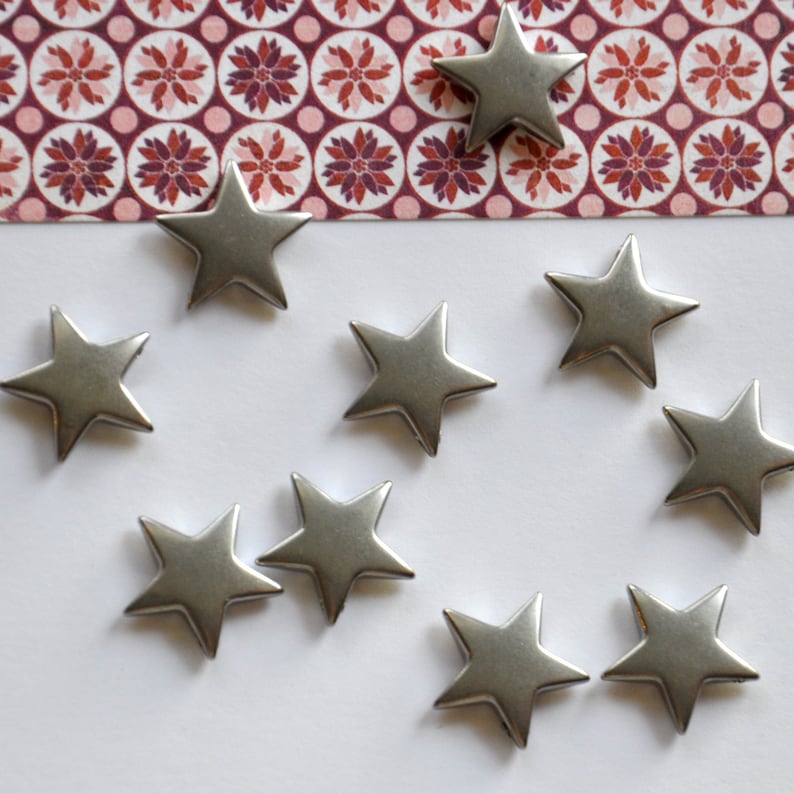 Silver Star Beads, Stainless Steel, Top Drilled Celestial Bead (13mm ...