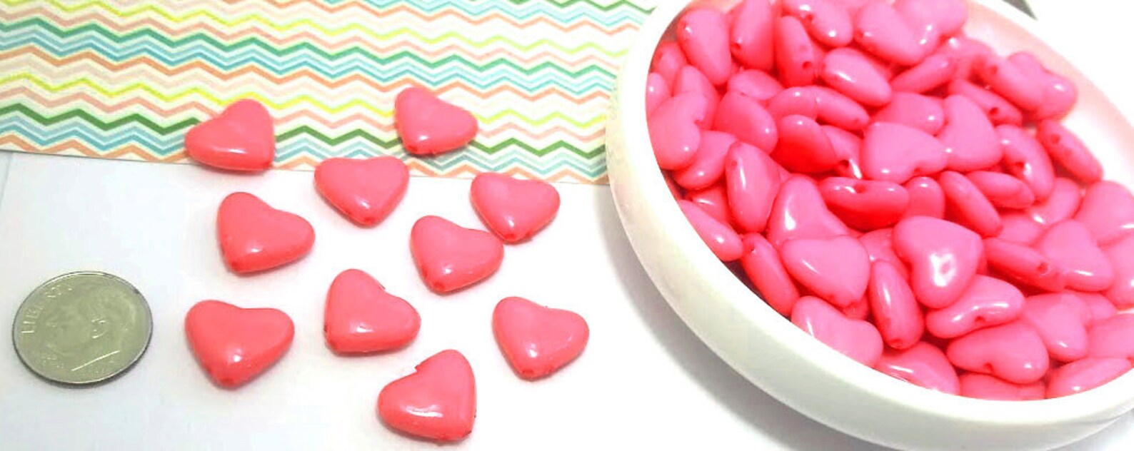 100 or 500 Pink Heart Beads Acrylic Heart Beads Bulk Heart - Etsy