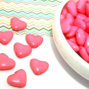 100 or 500 Pink Heart Beads Acrylic Heart Beads Bulk Heart Beads ...