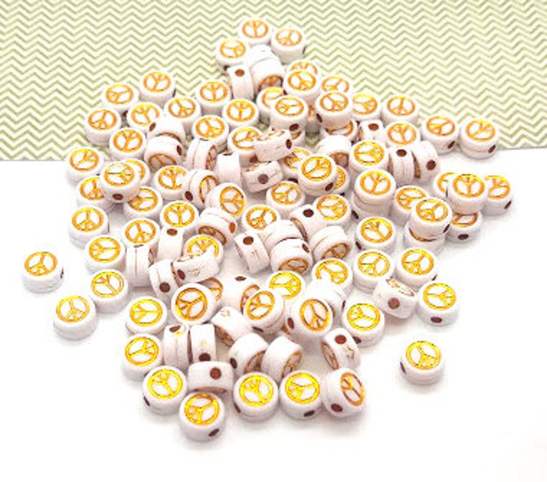 100 or 500 Peace Sign Beads - Acrylic Peace Beads - Bulk Beads ...