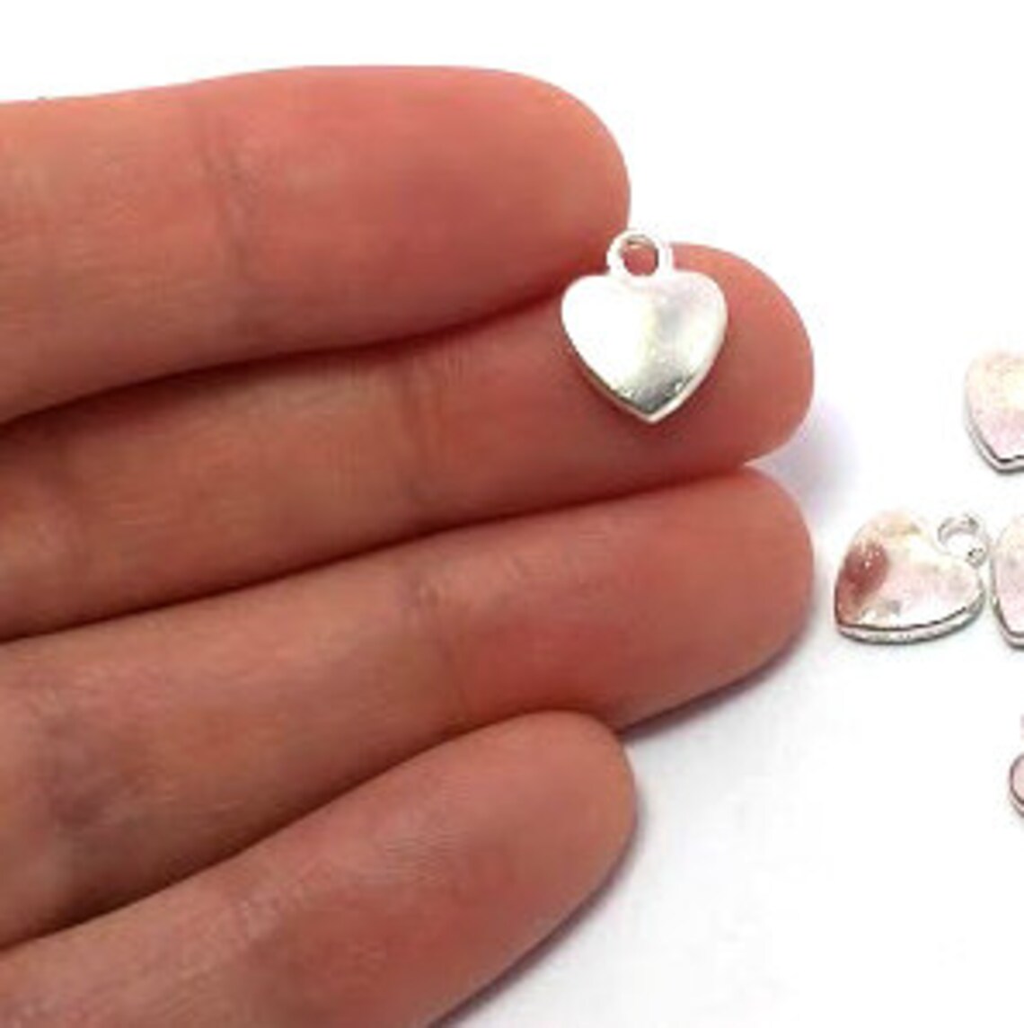 10 or 50 Silver Heart Charms Small Heart Charms Metal | Etsy