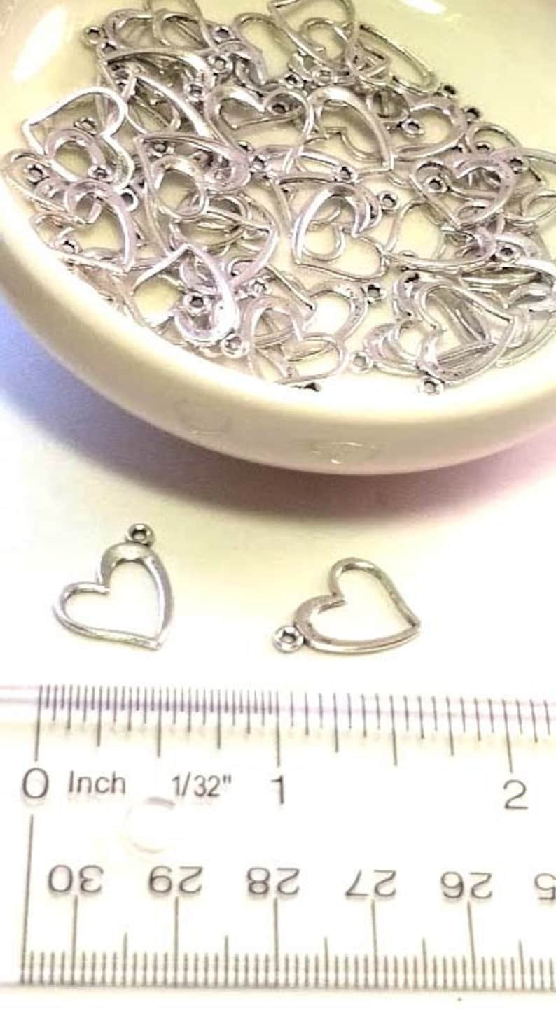 Silver Open Heart Charms, Metal Alloy, Valentines Jewelry Pendant (17mm ...