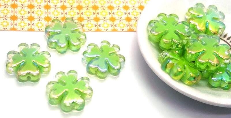 Acrylic Clover Beads , Iridescent Green, Saint Patricks, Plastic ...