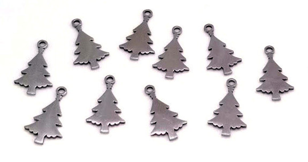 Stainless Steel Pine Tree Charms, Nature Pendants, Evergreen Tree (18mm ...