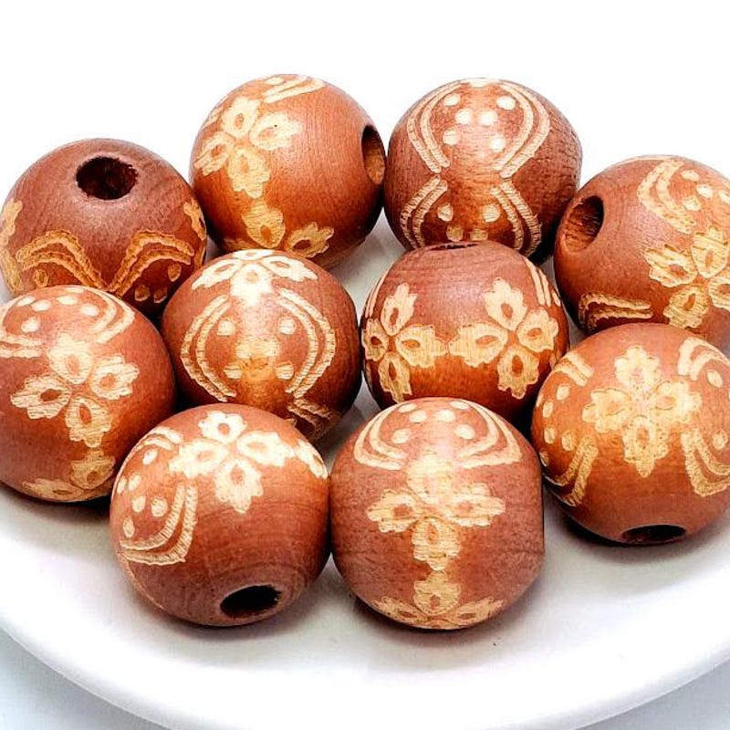 Carved Wood Bead - Etsy
