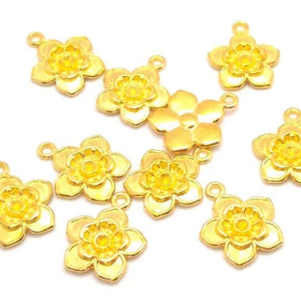 Gold Flower Charm - Etsy