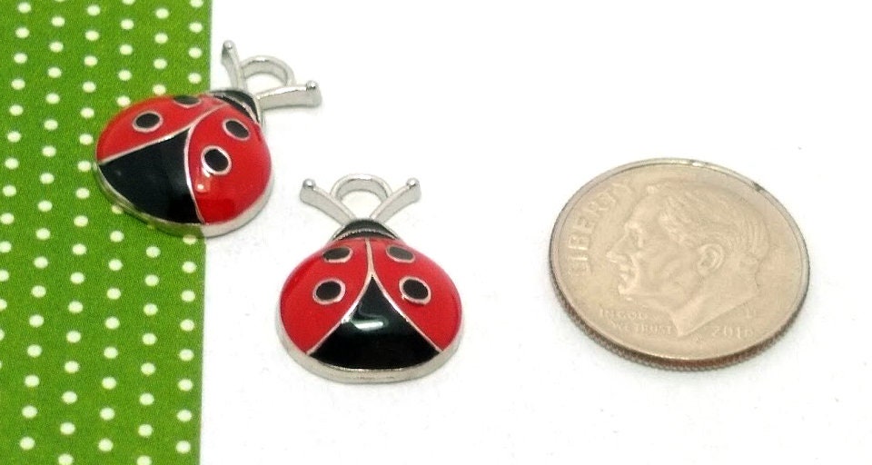 2 or 10 Ladybug Charms Enameled Ladybug Charms Colorful - Etsy