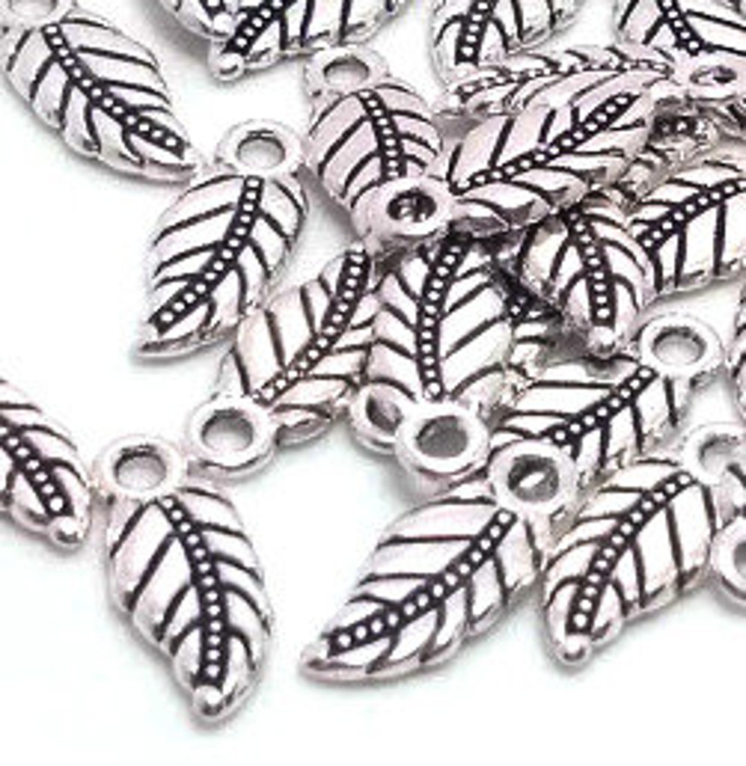 10, 50 or 100 Silver Leaf Charms - Silver Leaves - Nature Charms - Lead ...