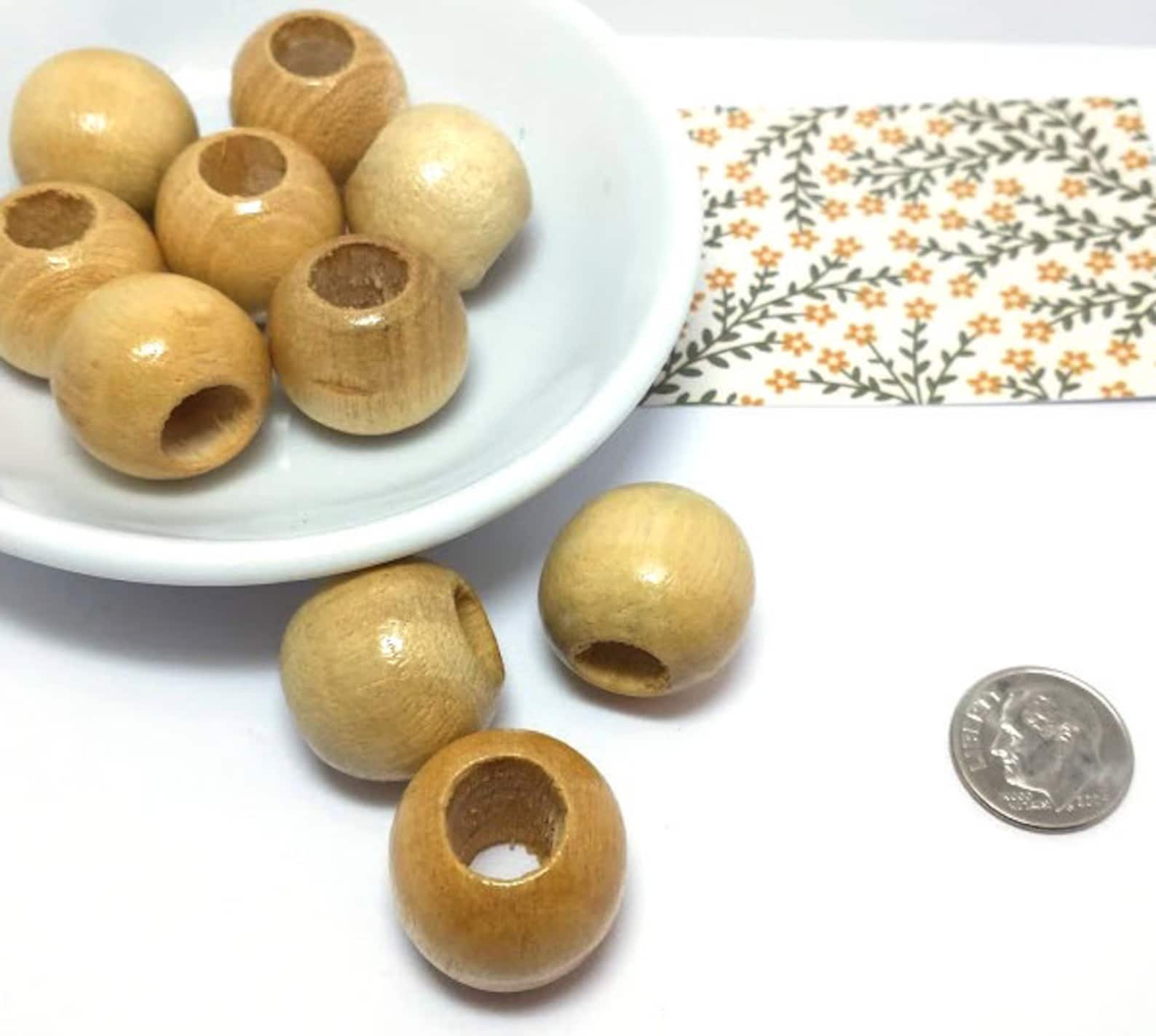 10 Tan Wooden Macrame Beads Vintage Wood Beads Beads With | Etsy