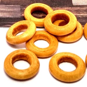 10 Wooden Rings - Small Wood Rings - Large Hole - Natural Wood Rings ...