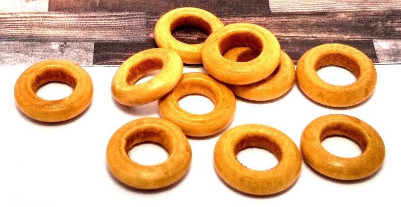 10 Wooden Rings Small Wood Rings Large Hole Natural Wood | Etsy