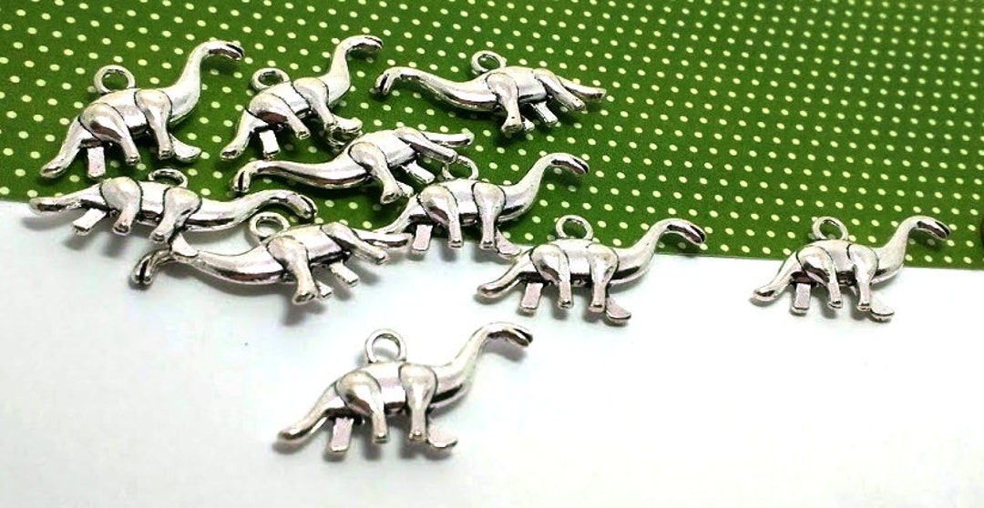 10 or 50 Silver Dinosaur Charms Brontosaurus Charm Metal Dinosaur Charm ...