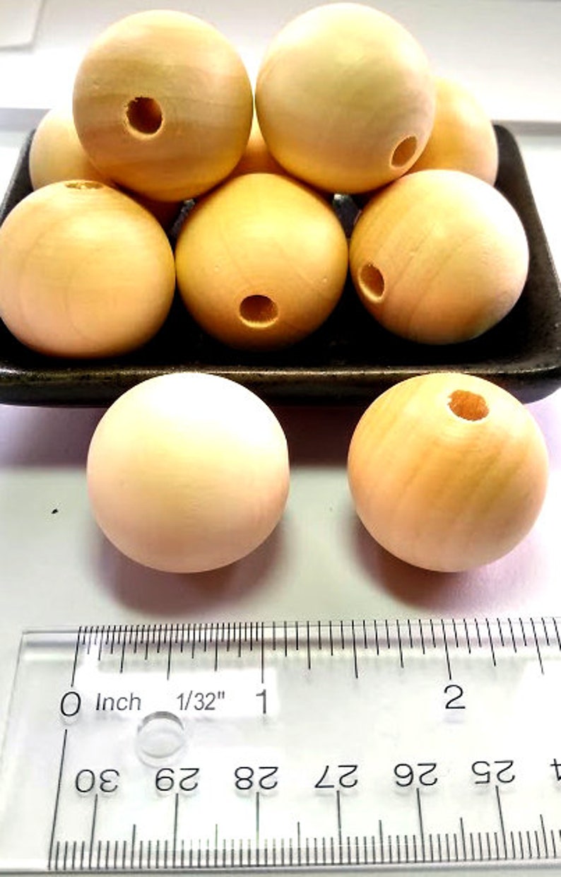 10 Large Hole Wood Beads Natural Wood Bead Wooden Macrame - Etsy
