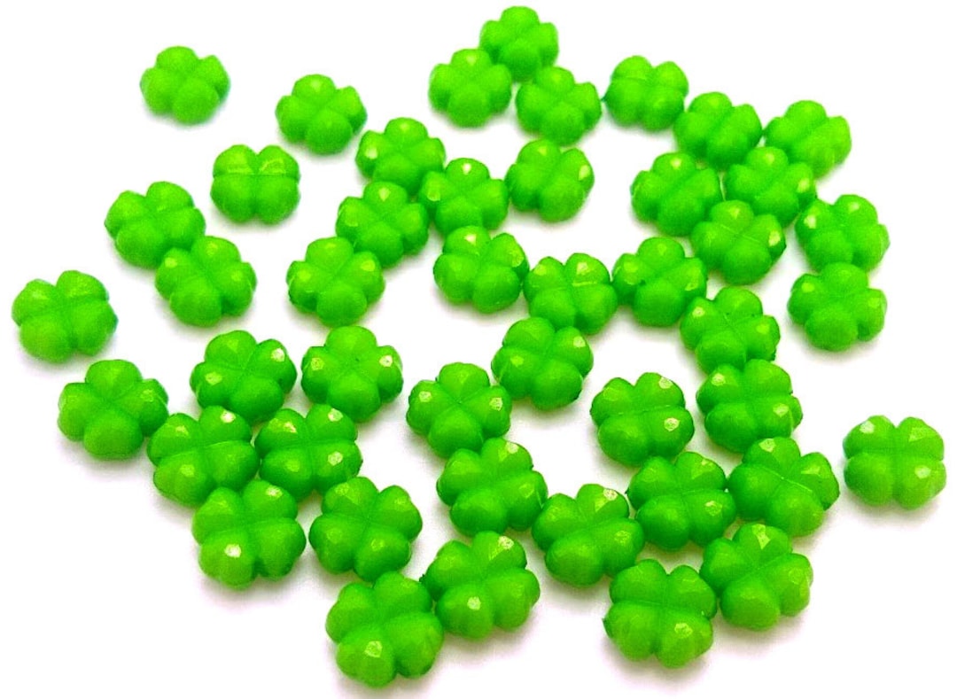 25, 50 or 100 Acrylic Clover Beads - Green Clover Beads - St. Patrick's ...
