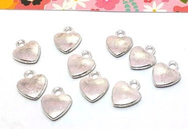 10 or 50 Silver Heart Charms Small Heart Charms Metal | Etsy