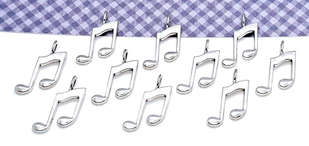 Silver Music Note Charms, Metal Alloy, Musical Jewelry Pendants (23mm ...
