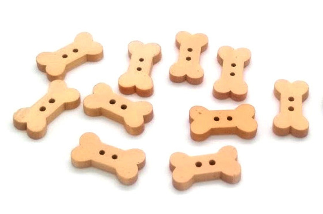 10 Wood Dog Bone Buttons - Wood Buttons - Wooden Dog Bone - Sew on ...
