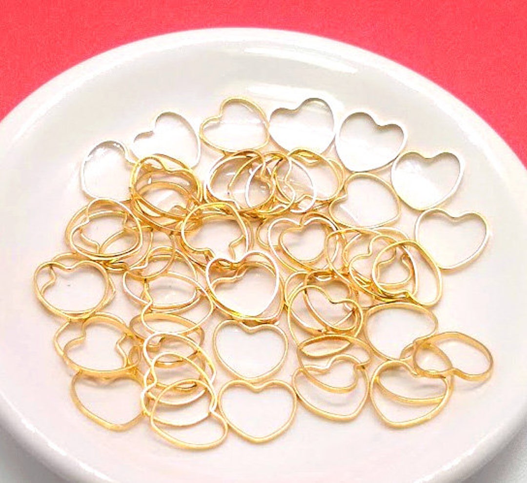 4, 10, or 50 Gold Heart Links - 24k Gold Plated - Small Gold Heart ...