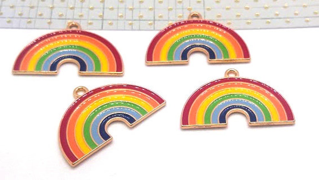 4 or 10 Enamel Rainbow Charms Rainbow Pendant Enameled Charms Colorful ...