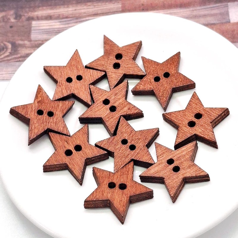 Brown Wooden Star Buttons - Etsy