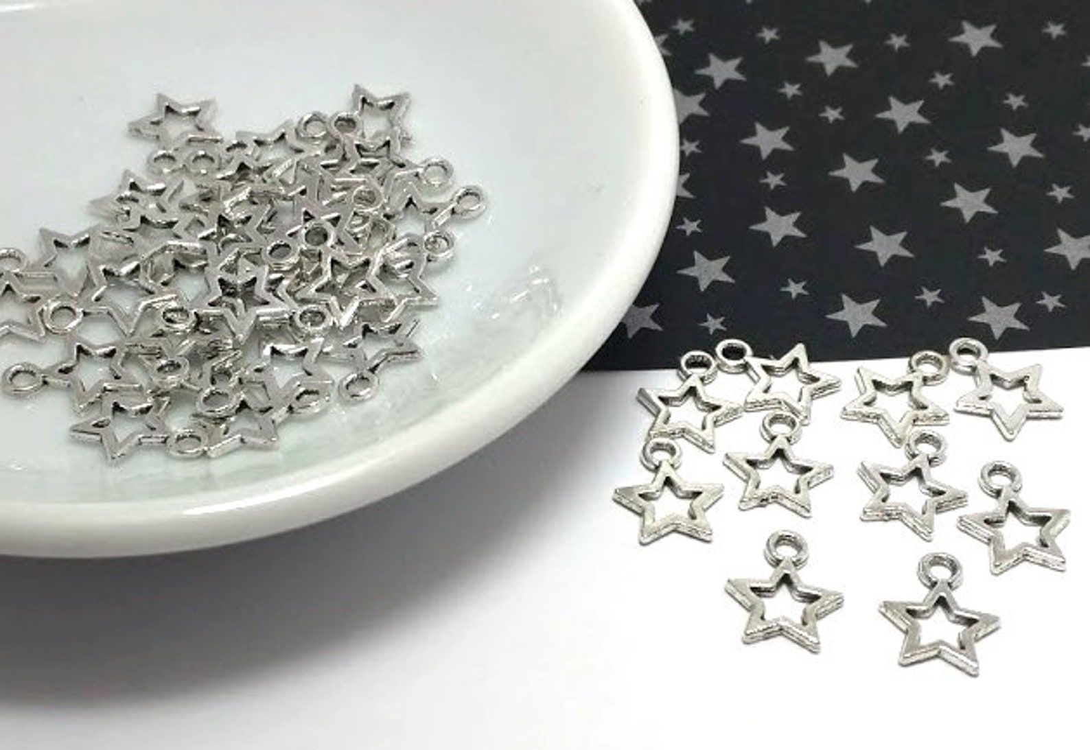 10 50 or 100 Small Star Charms Bulk Star Charms Antique - Etsy