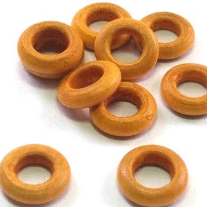 10 Wooden Rings - Small Wood Rings - Large Hole - Natural Wood Rings ...