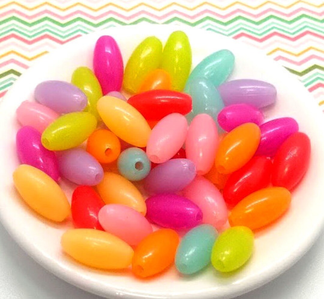 40 Acrylic Tube Beads - Assorted Colors - in Bulk - Plastic Beads ...
