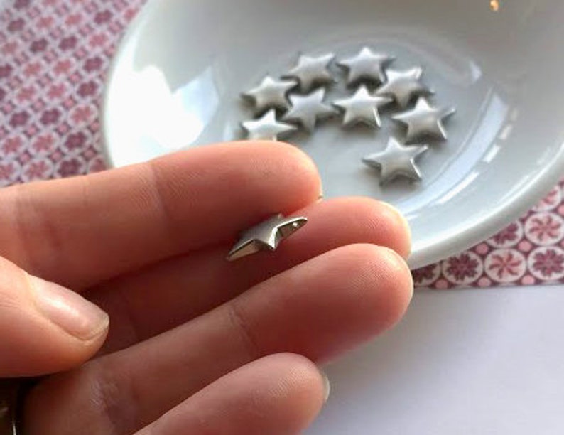 Silver Star Beads, Stainless Steel, Top Drilled Celestial Bead (13mm ...