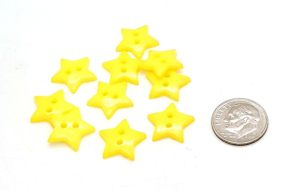 Yellow Star Acrylic Buttons, 2 Hole, Plastic Sewing Embellishments ...