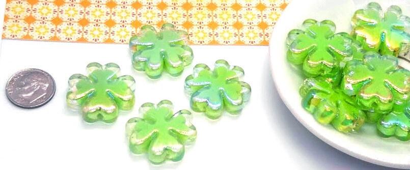 Acrylic Clover Beads , Iridescent Green, Saint Patricks, Plastic ...
