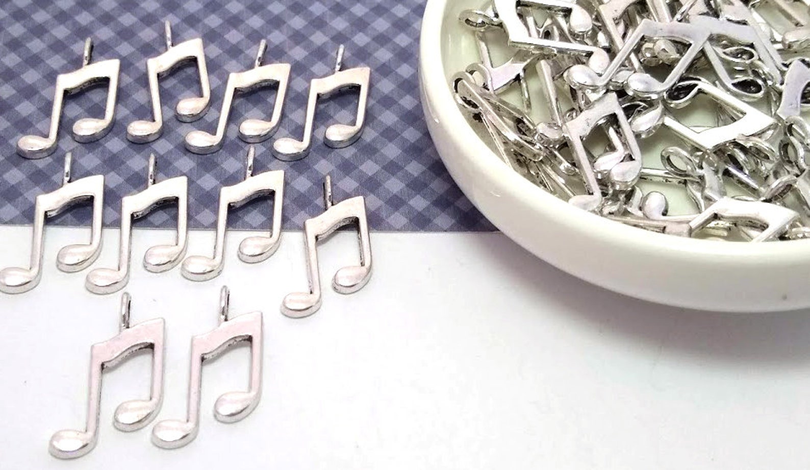 10 or 50 Silver Music Note Charms Music Charm Metal Music - Etsy