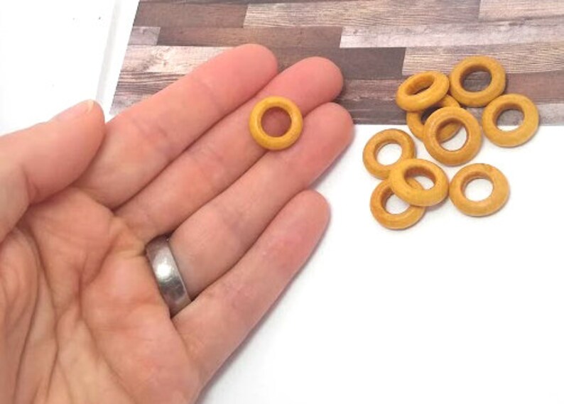 10 Wooden Rings Small Wood Rings Large Hole Natural Wood - Etsy