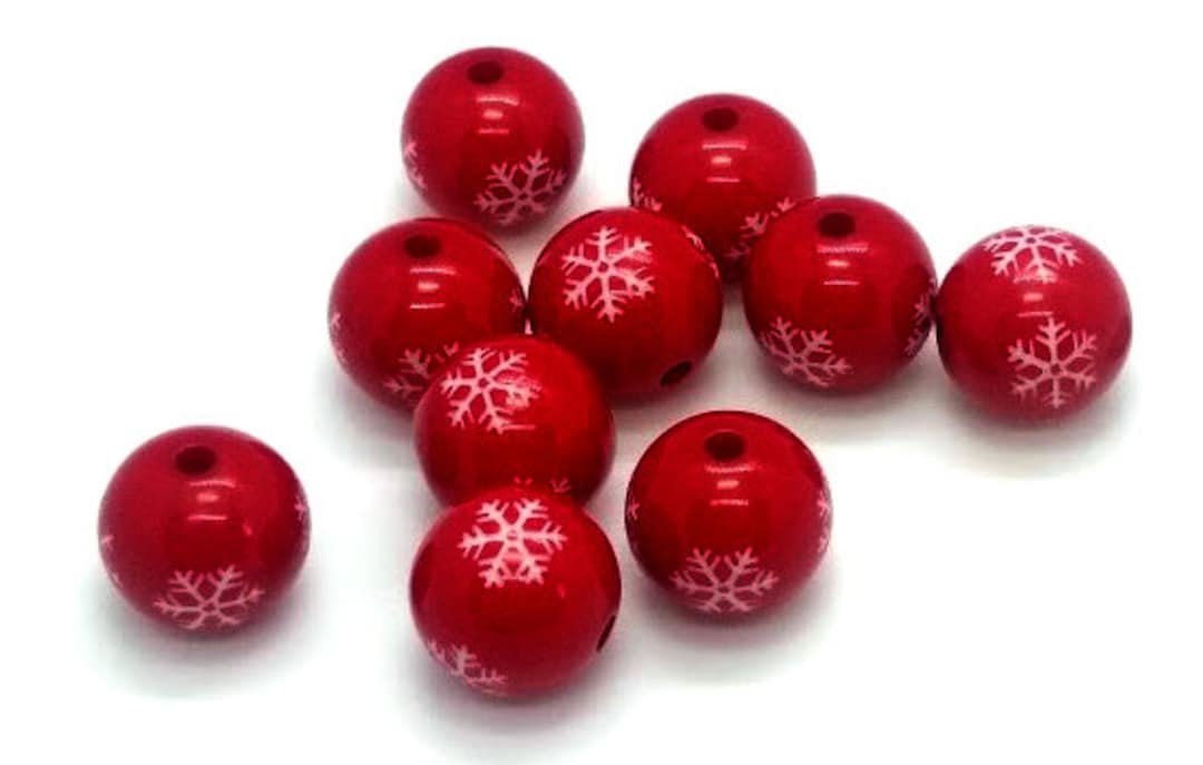 10 Snowflake Beads - Dark Red - Acrylic Snowflake Bead - Christmas ...