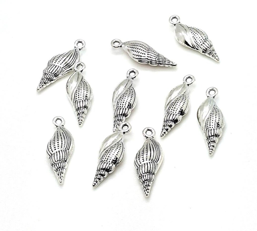 Silver Seashell Charms, Metal Alloy, Conch Shell Jewelry Pendants (23mm ...
