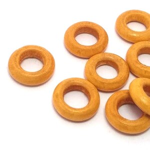 10 Wooden Rings - Small Wood Rings - Large Hole - Natural Wood Rings ...