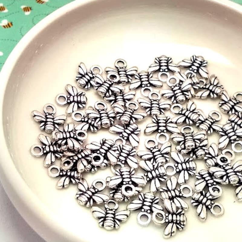 Silver Bee Charms - Etsy